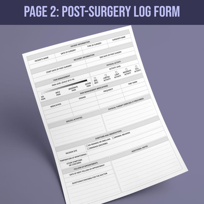 Pre and Post Surgery Forms - Etsy