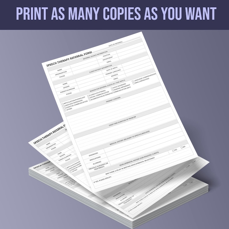 Speech Therapy Referral Form - Etsy