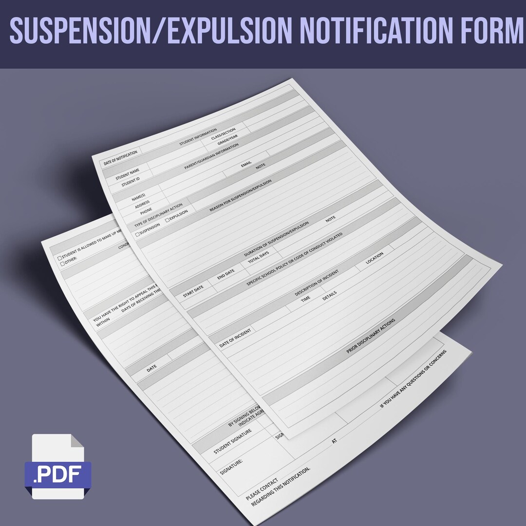 Suspension/expulsion Notification Form - Etsy