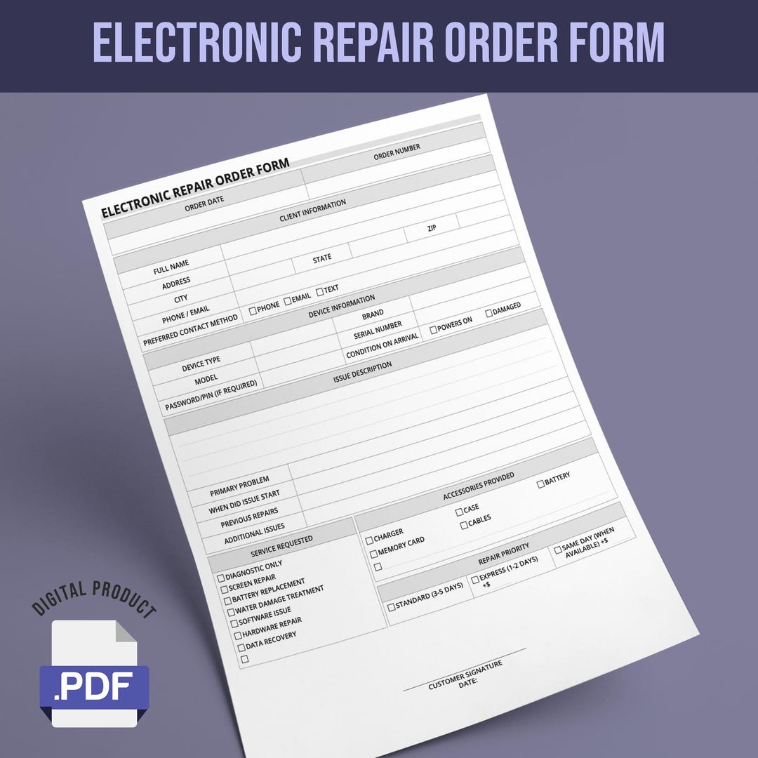Electronic Repair Order Form - Etsy
