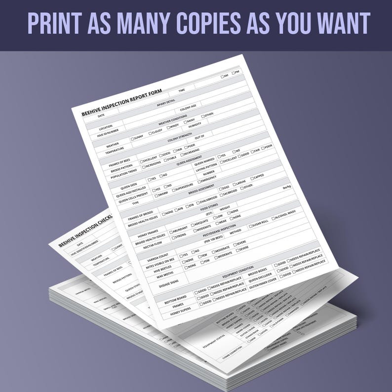Beehive Inspection Report & Checklist Form - Etsy