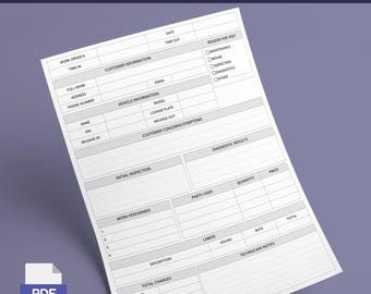 Auto Repair Invoice Bill | Ticket Order Estimate Workshop Technician ...