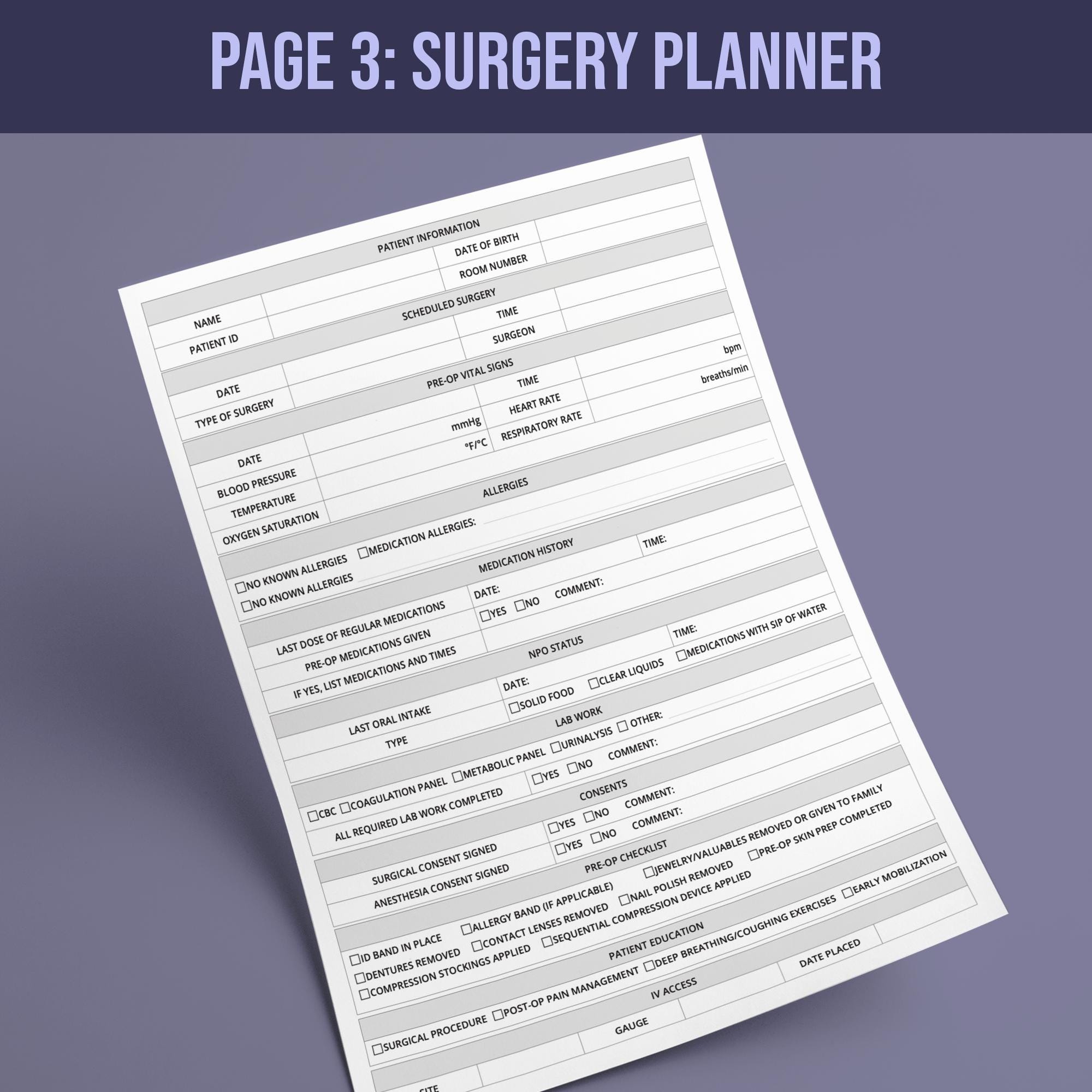 Pre and Post Surgery Forms - Etsy