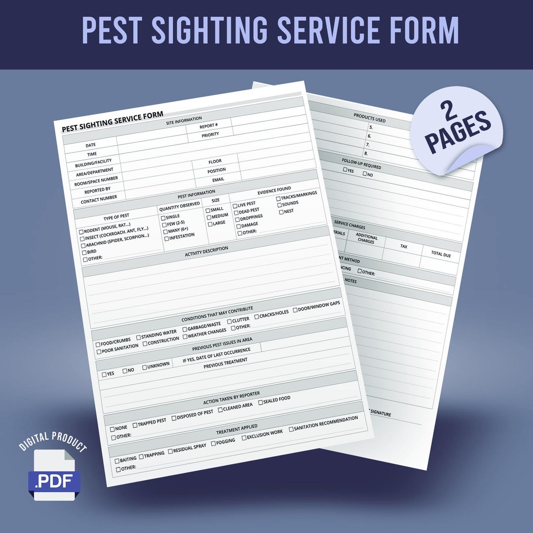 Pest Sighting Service Form - Etsy