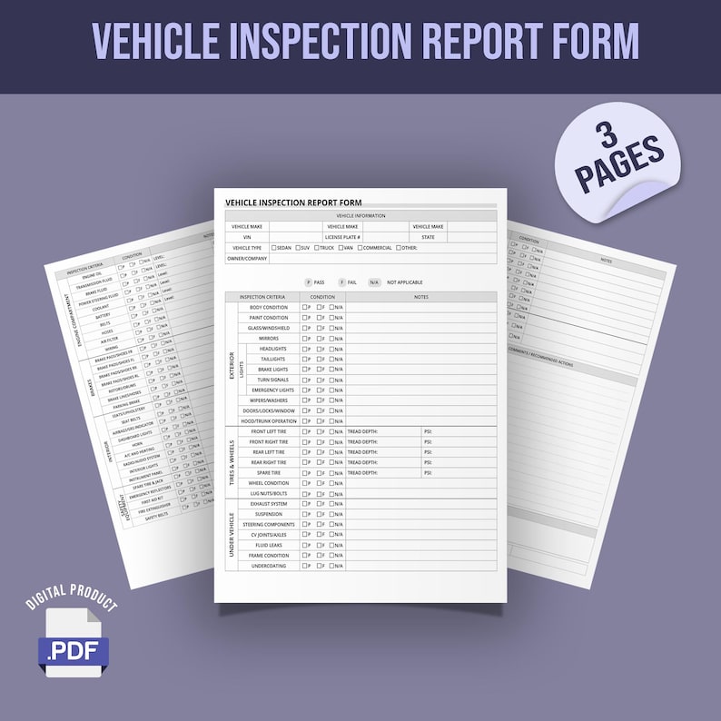 Vehicle Inspection Report Form - Etsy