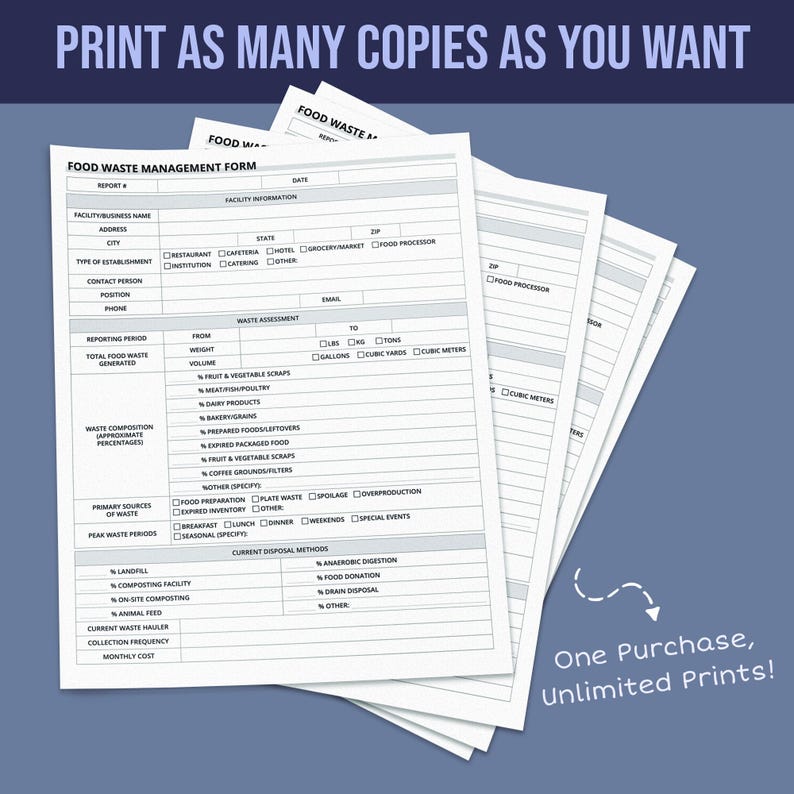 Food Waste Management Form - Etsy