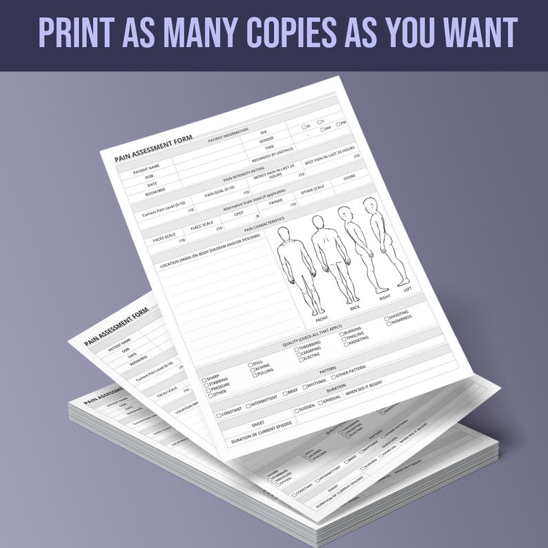 Pain Assessment Form - Etsy