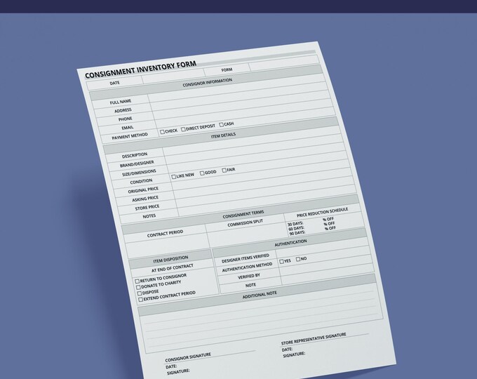 Consignment Tracker Printable Template | Digital Download | Inventory ...