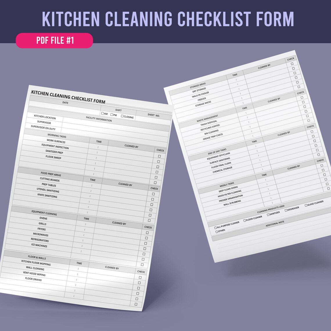 Restaurant Kitchen Tracking Forms Bundle - Etsy