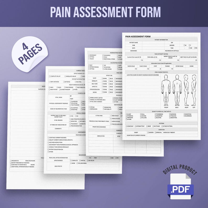 Pain Assessment Form - Etsy
