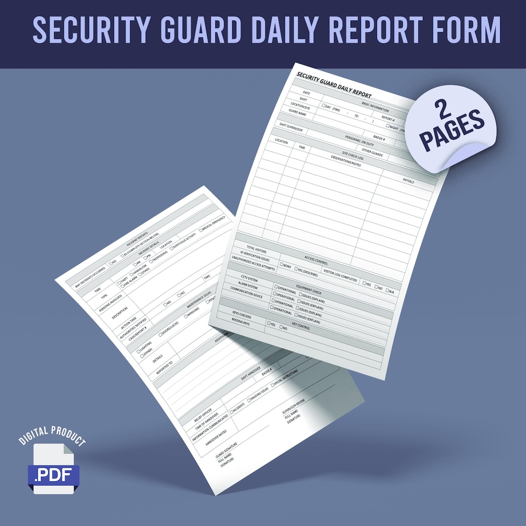 Security Guard Daily Report Forms - Etsy