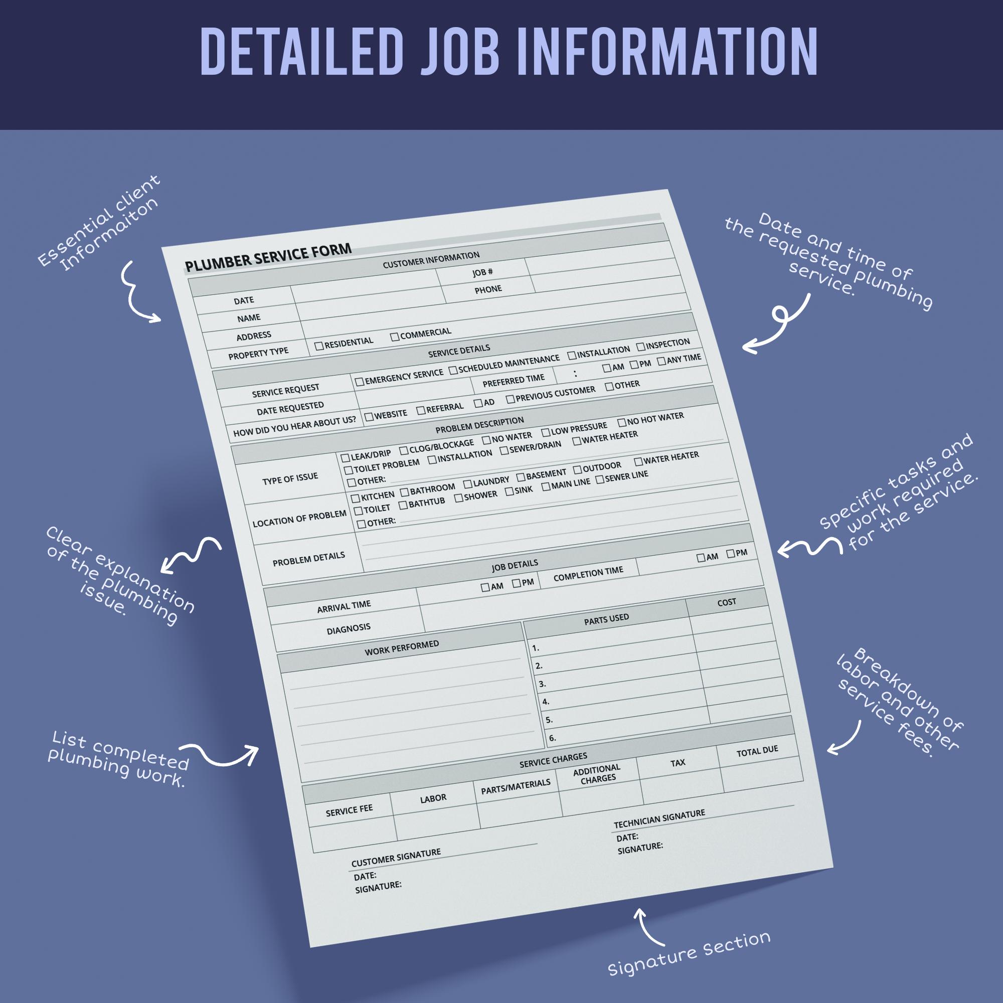 Plumber Service Form - Etsy