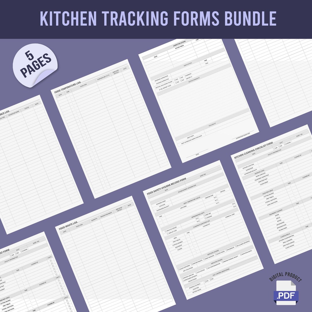 Restaurant Kitchen Tracking Forms Bundle - Etsy