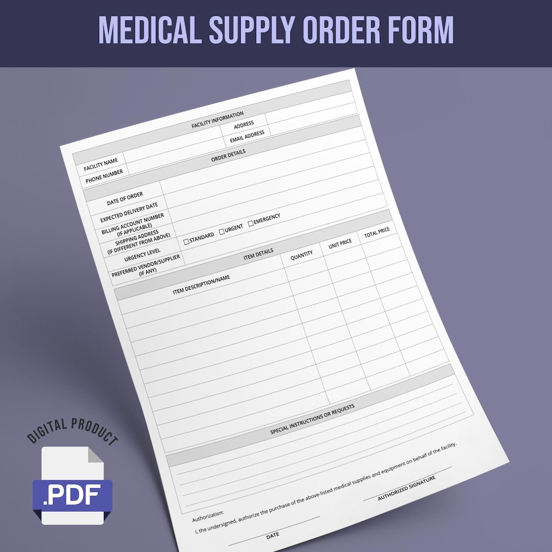 Medical Supply Order Form - Etsy