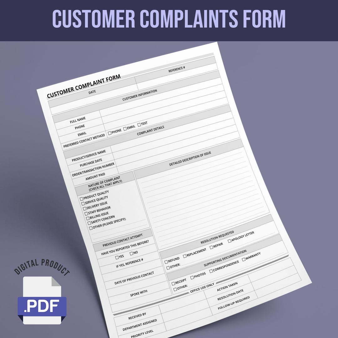 Customer Complaints Form - Etsy