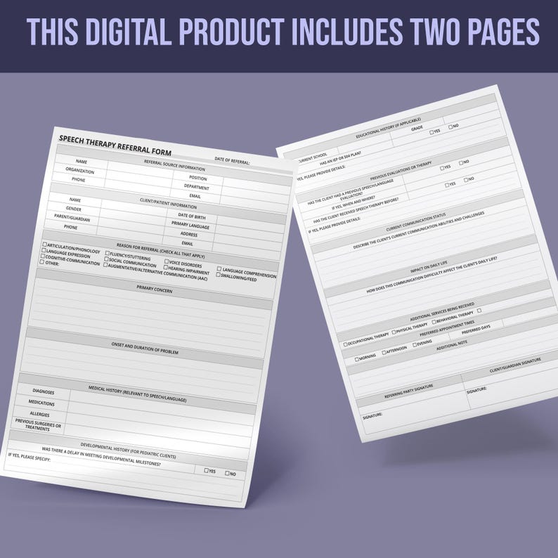 Speech Therapy Referral Form - Etsy