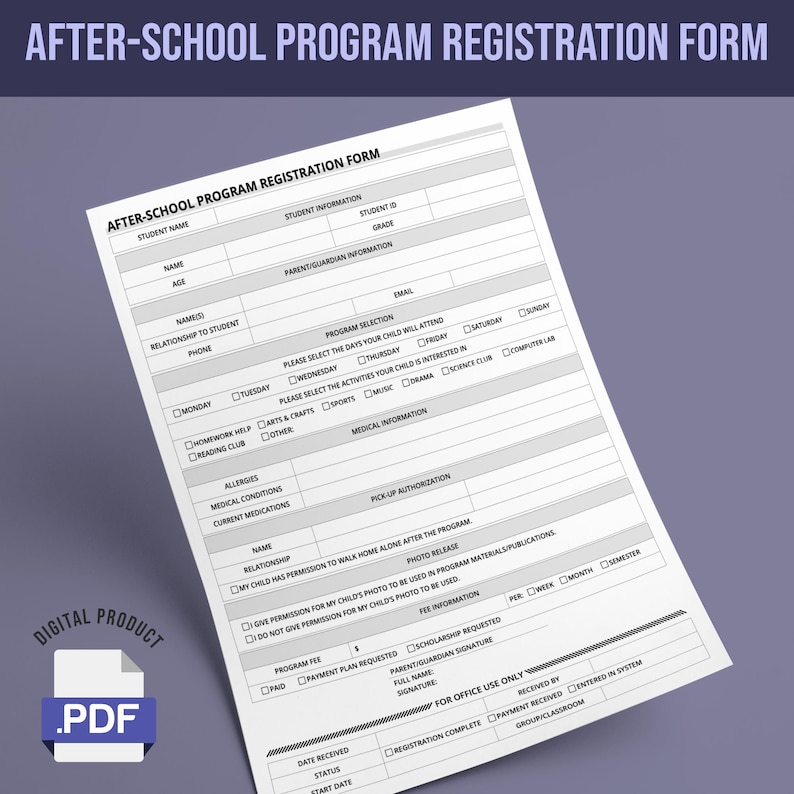After-school Program Registration Form - Etsy