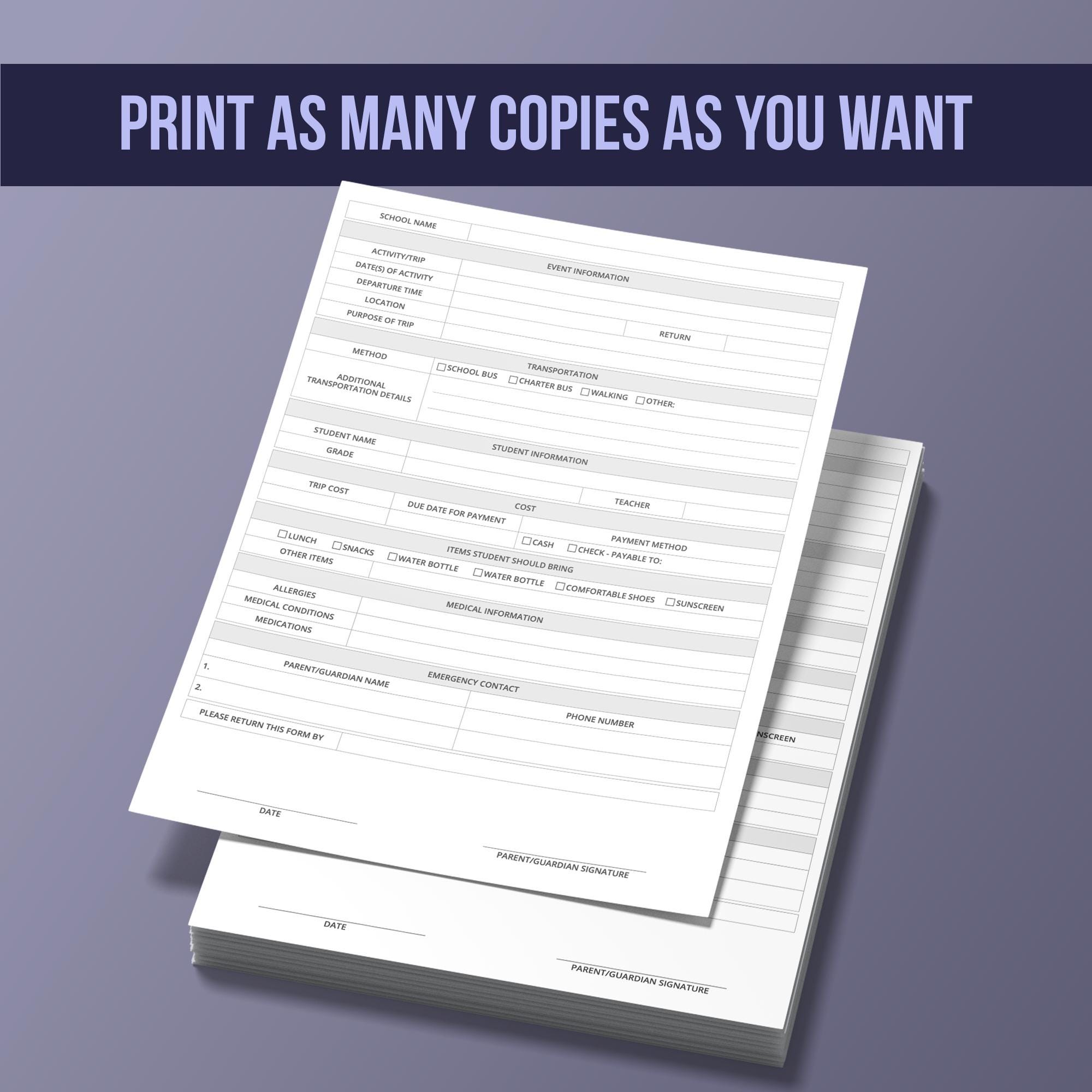 Parent/guardian Permission Slip Form - Etsy