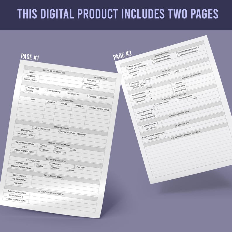 Laundry Services Record Form - Etsy