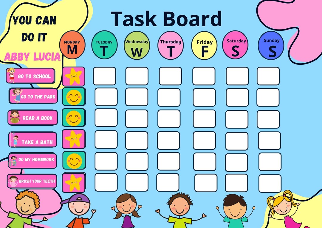 Editable Weekly Schedule for Kids, Printable Weekly Planner for Kids ...