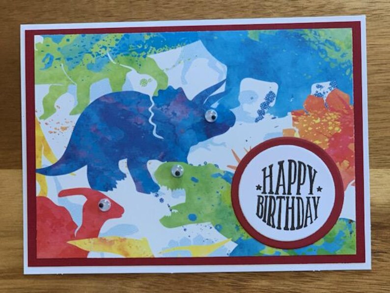 Handmade Dinosaur Happy Birthday Card - Etsy