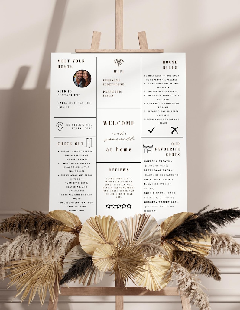 Airbnb Welcome Sign Template Vacation Rental Printable With House Rules ...