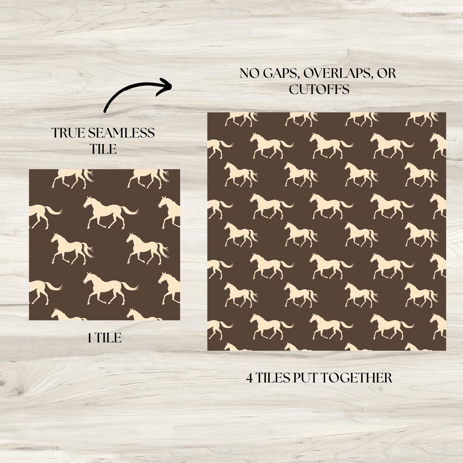 Brown Horse Seamless Pattern Fabric Wallpaper Western Equestrian ...