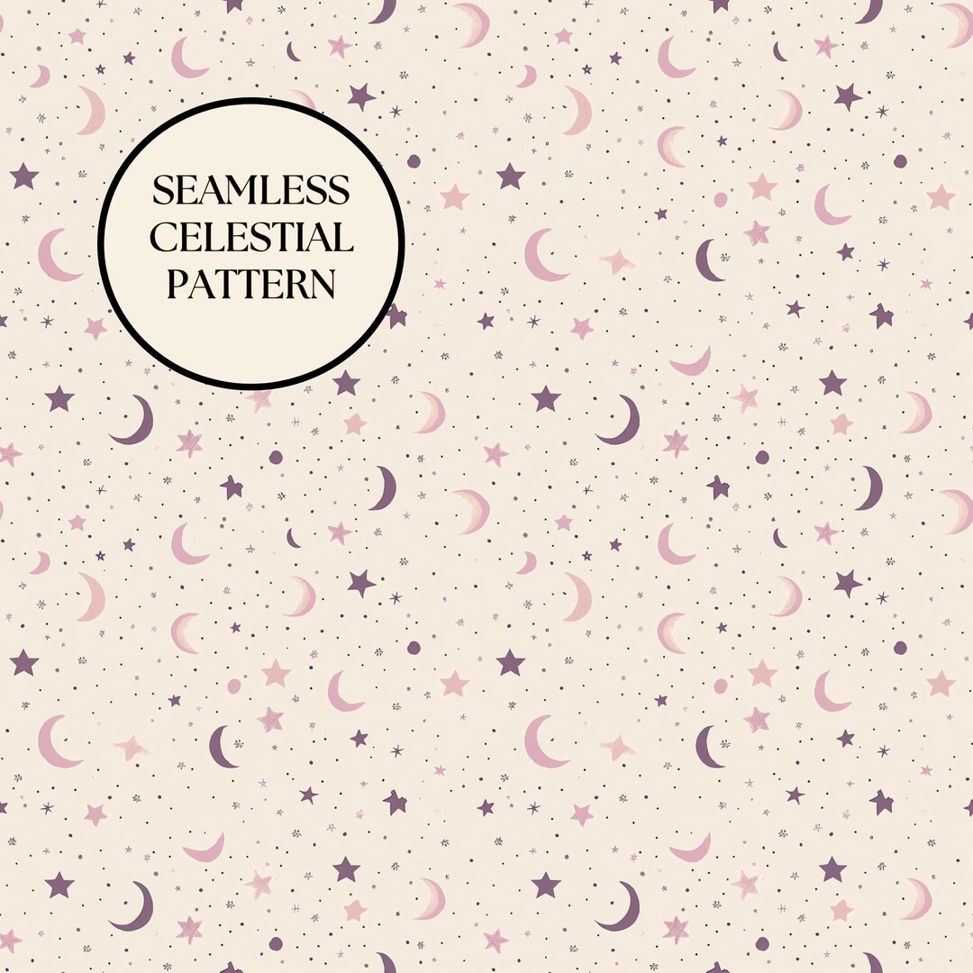 Seamless Celestial Pattern for Girls Nursery Stars Moons Pastel Dainty ...