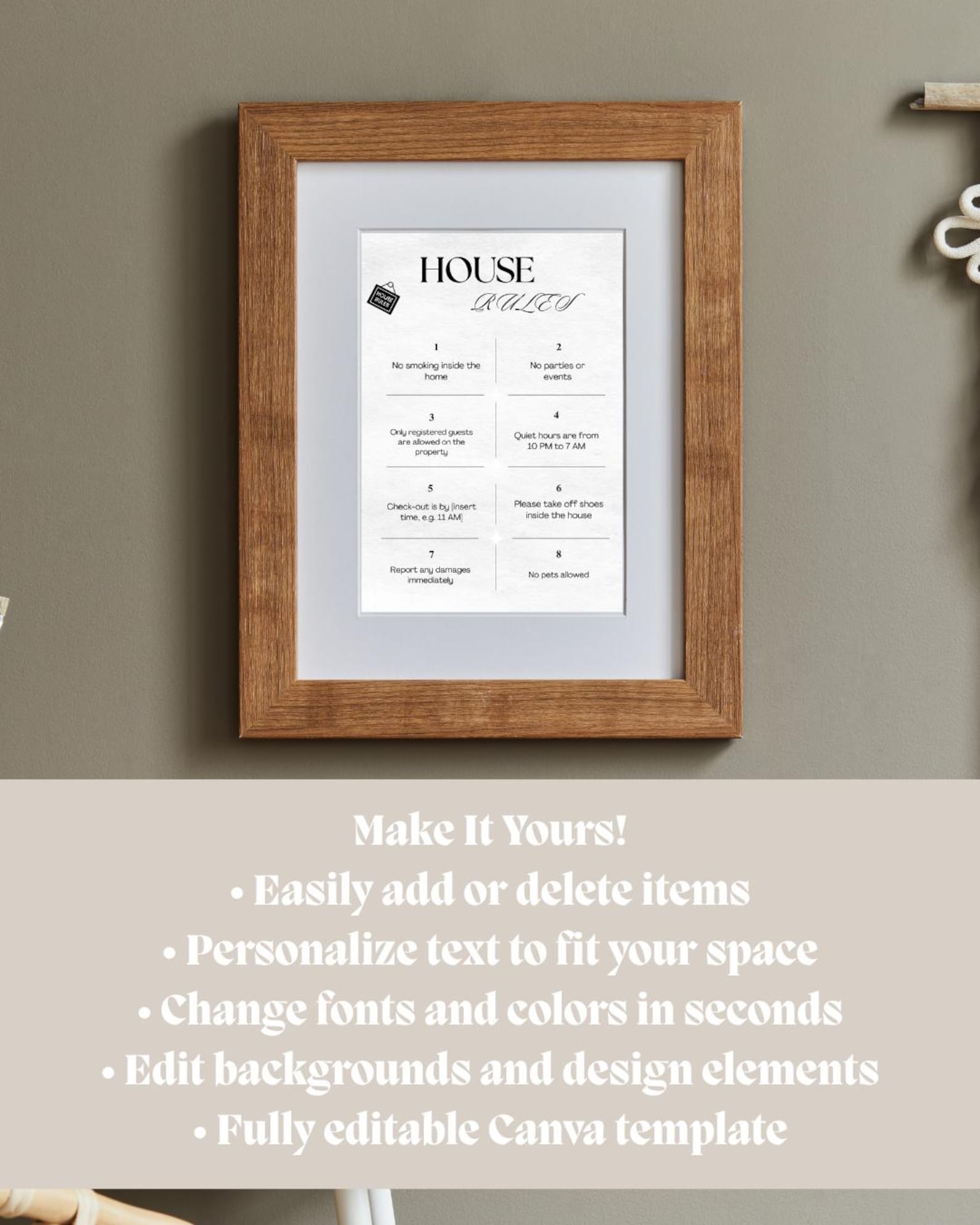 House Rules Sign for Airbnb Hosts Printable Wall Art for Vacation ...