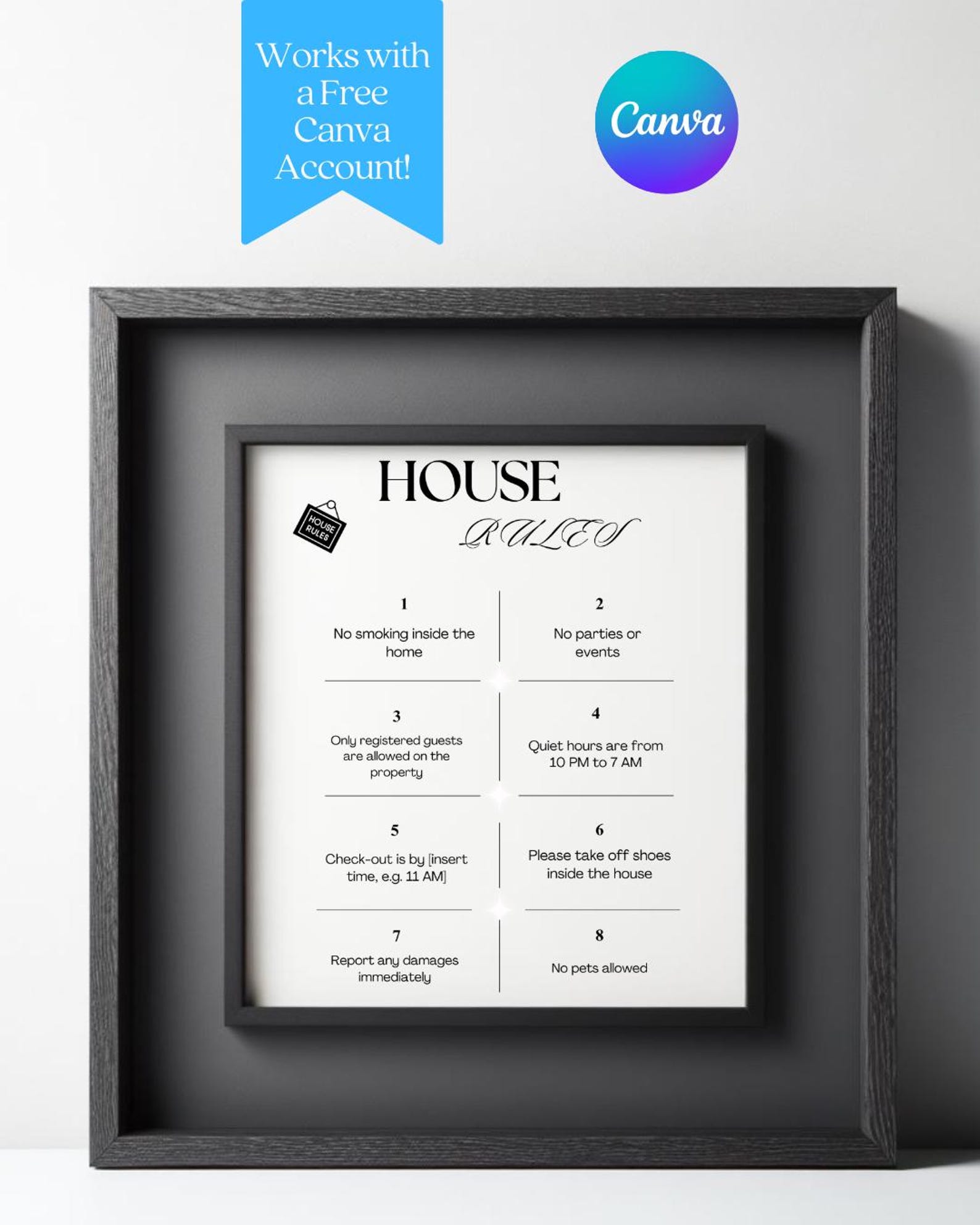 House Rules Sign for Airbnb Hosts Printable Wall Art for Vacation ...