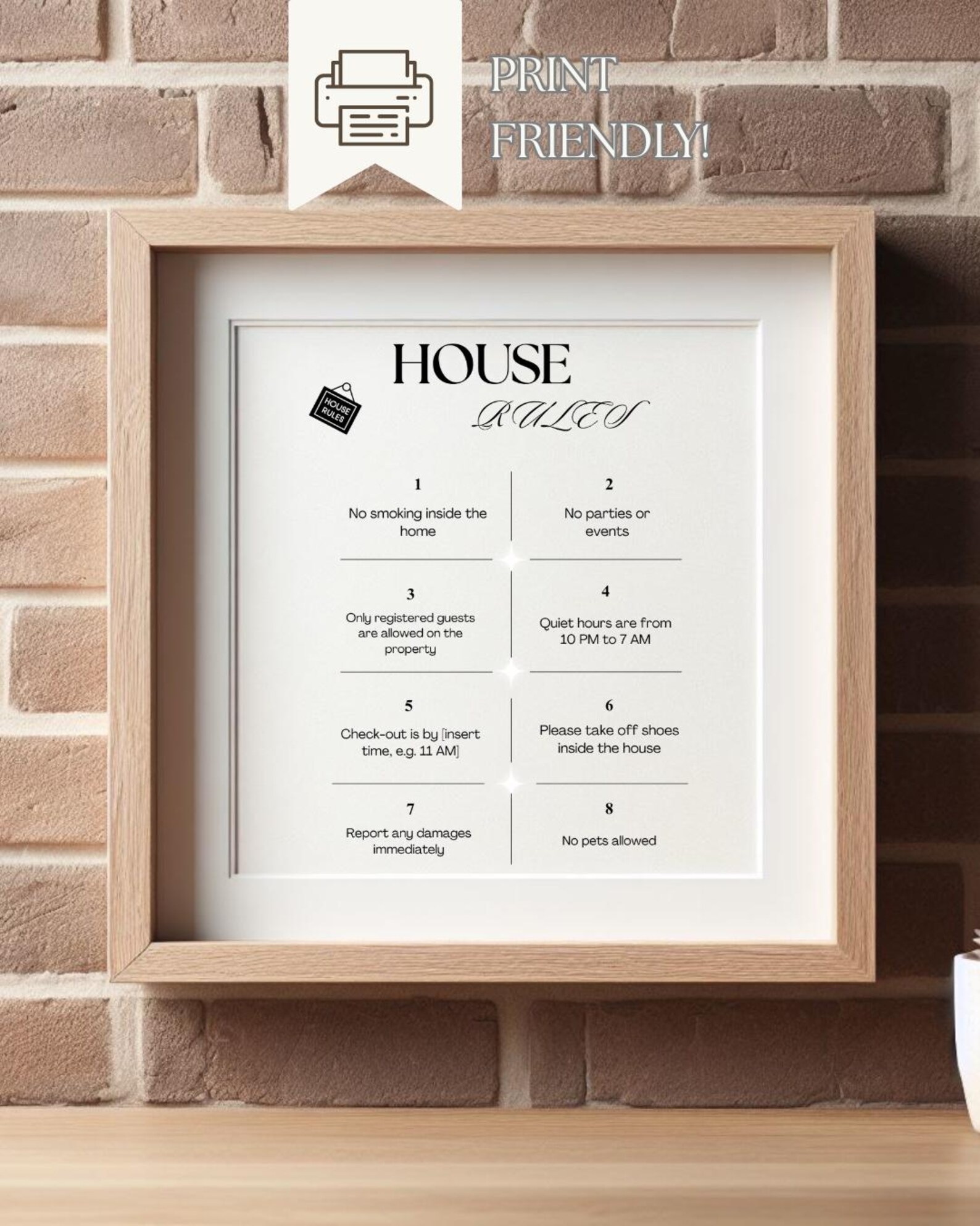 House Rules Sign for Airbnb Hosts Printable Wall Art for Vacation ...