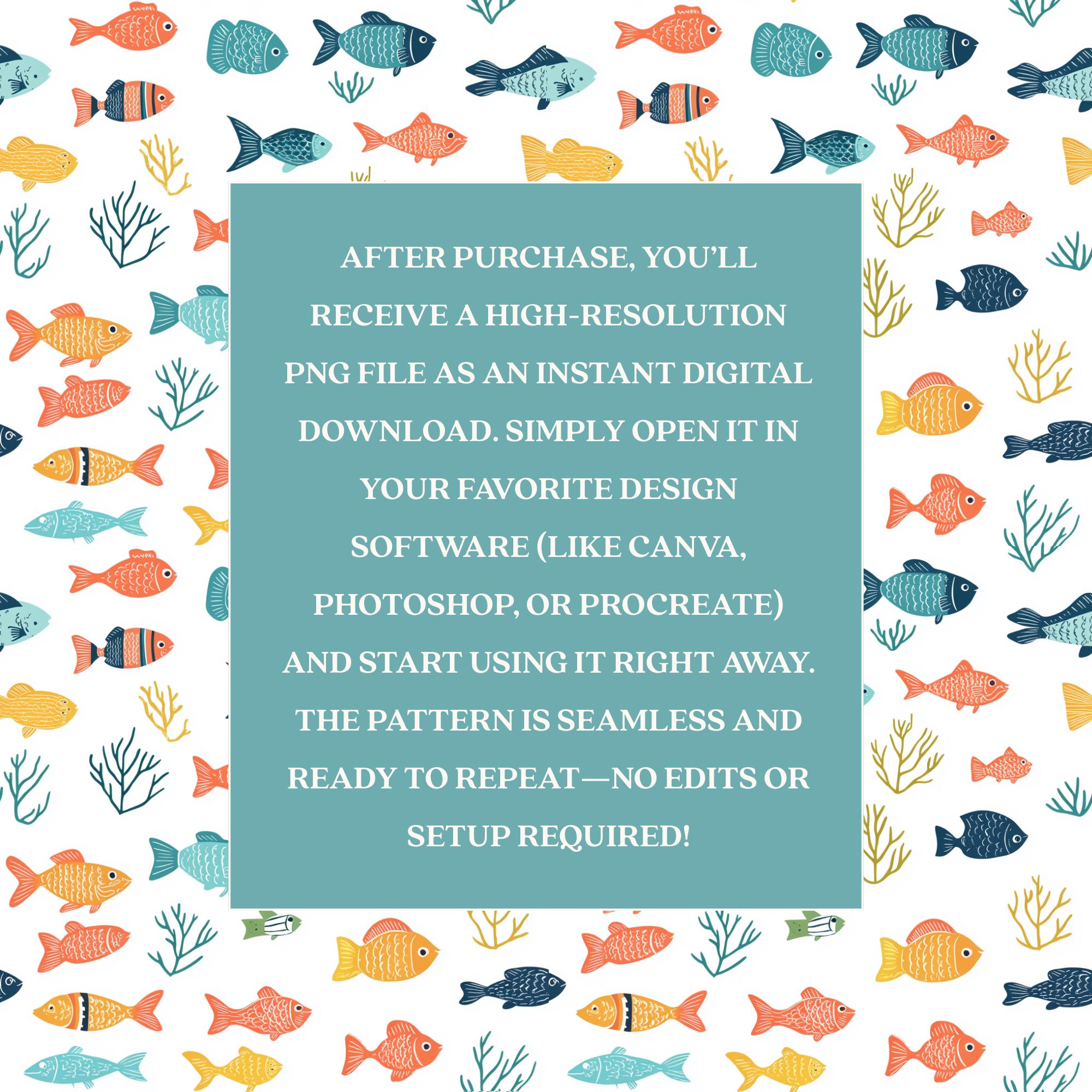 Ocean Seamless Pattern PNG Digital Paper Cute Fish Clipart Coral Sea ...