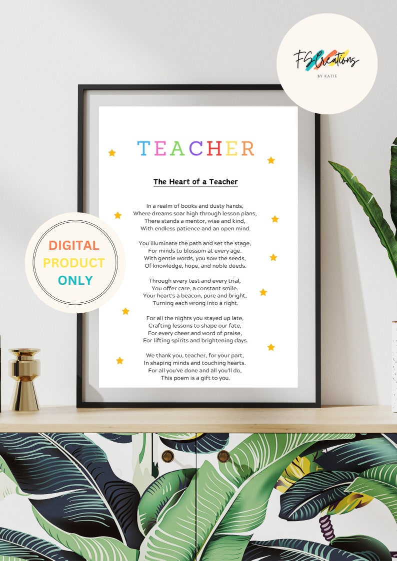 Teacher Poem Print. End of Year Gifts, Favourite Teacher Gifts ...