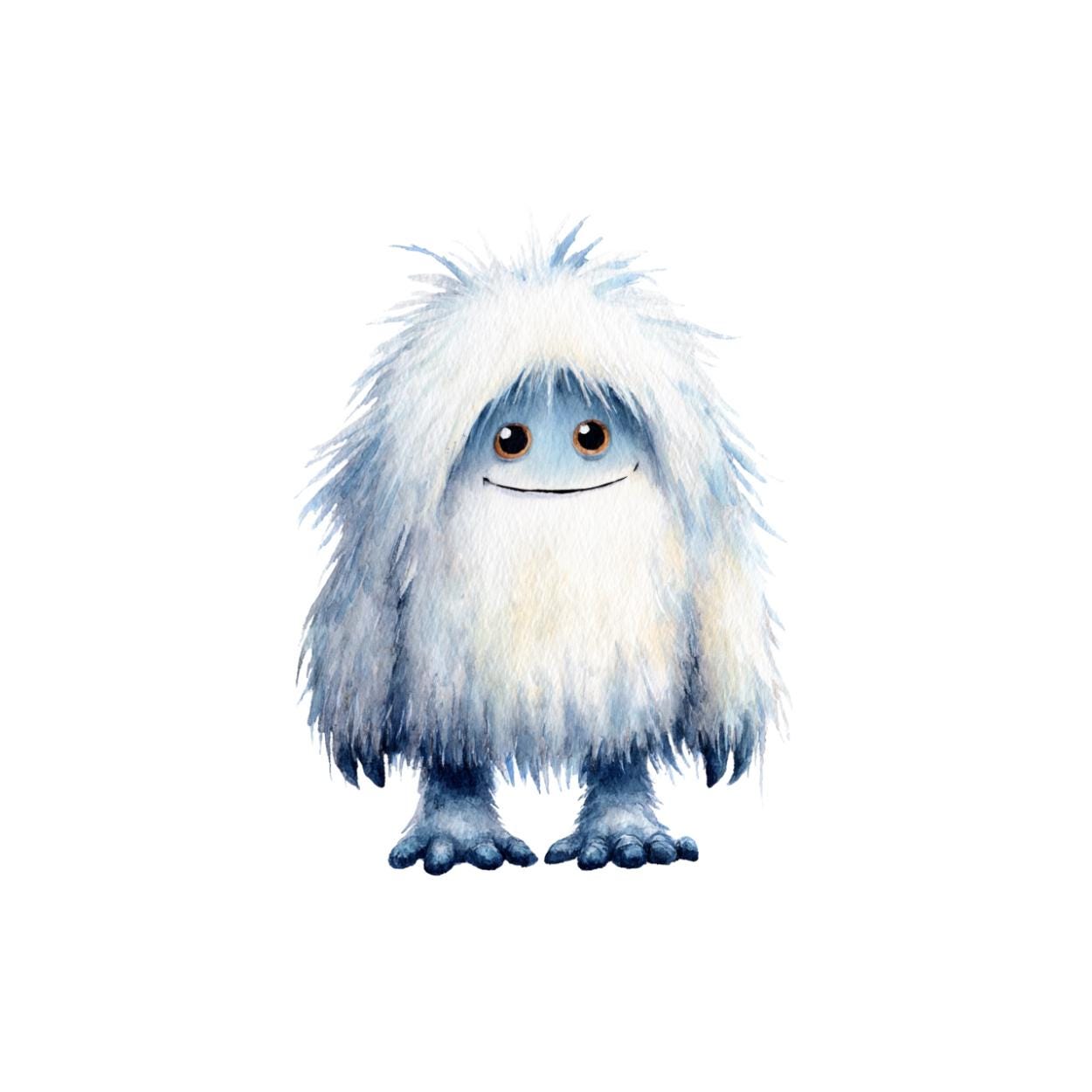 Cute Baby Yeti Clipart, Watercolor Winter Clipart, Cute Monster PNG ...