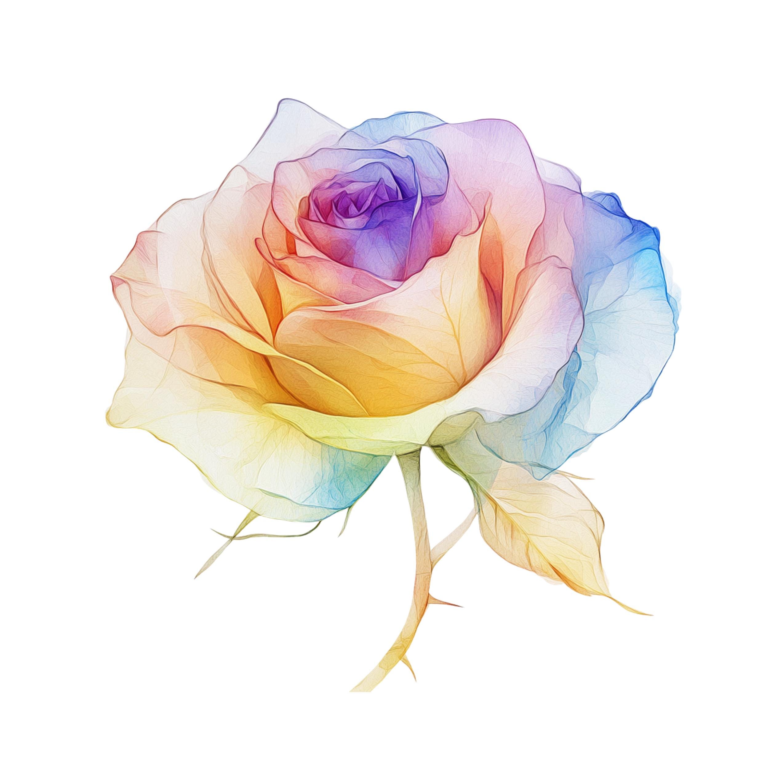 Rainbow Rose PNG, Roses Watercolor Clipart, Watercolor Rose Clipart ...