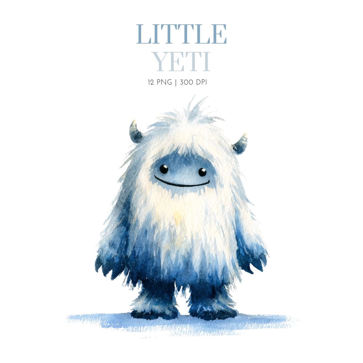 Cute Baby Yeti Clipart, Watercolor Winter Clipart, Cute Monster PNG ...