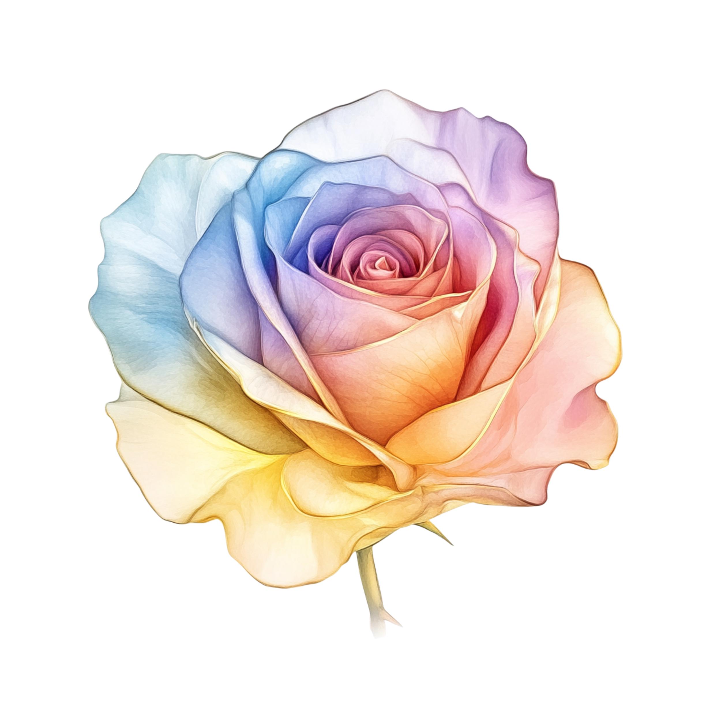 Rainbow Rose PNG, Roses Watercolor Clipart, Watercolor Rose Clipart ...