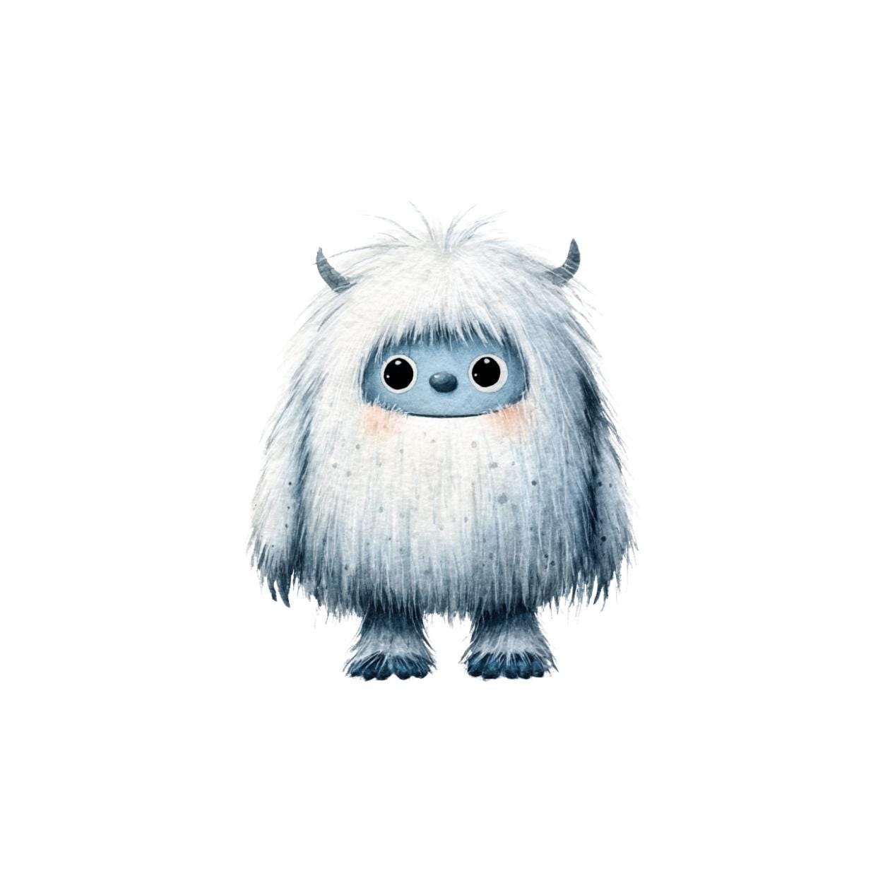 Cute Baby Yeti Clipart, Watercolor Winter Clipart, Cute Monster PNG ...