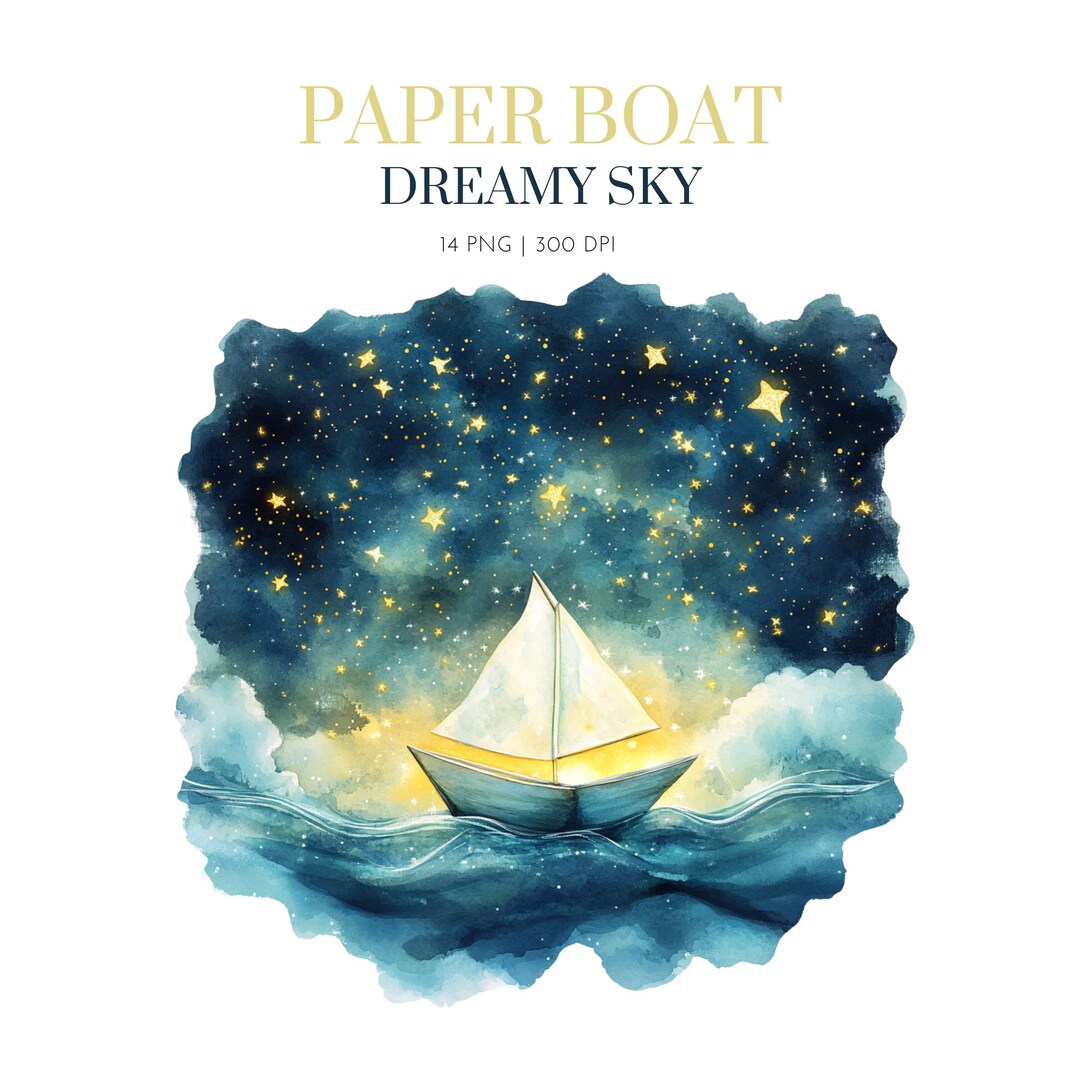 Watercolor Paper Boats, Dreamy Paper Boats, Paper Boat Clipart, Paper ...