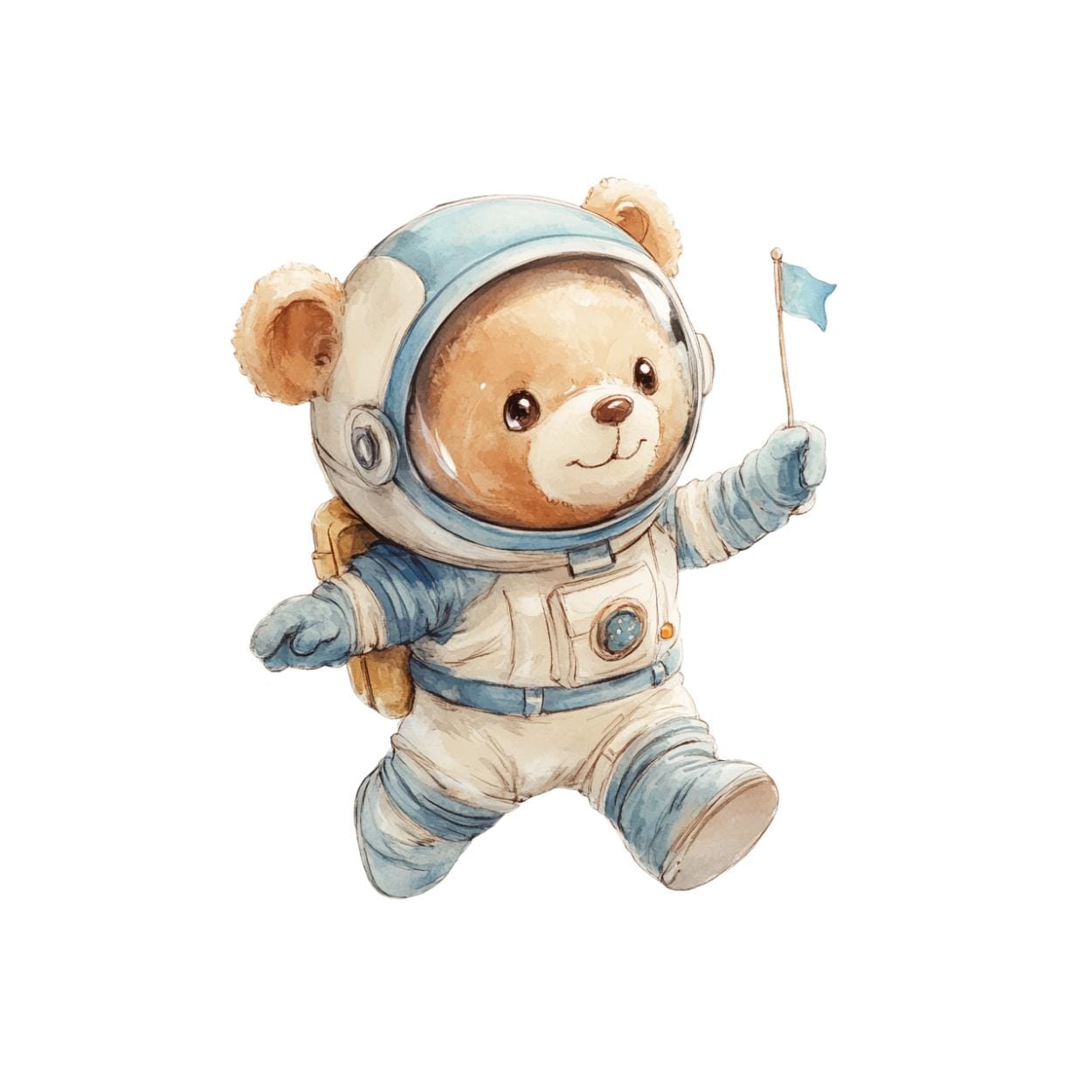 Teddy Bear Space Clipart, Watercolor Bear Astronaut Clipart, Bear Outer ...