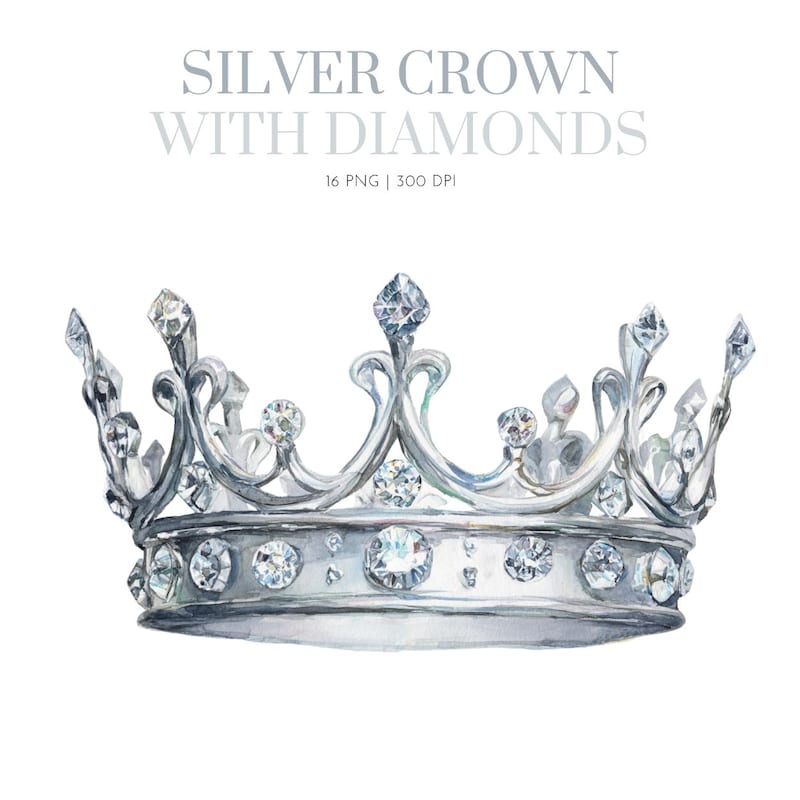 Crown Silver Clip Art - Etsy