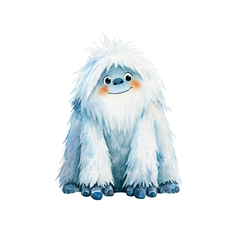 Cute Baby Yeti Clipart, Watercolor Winter Clipart, Cute Monster PNG ...