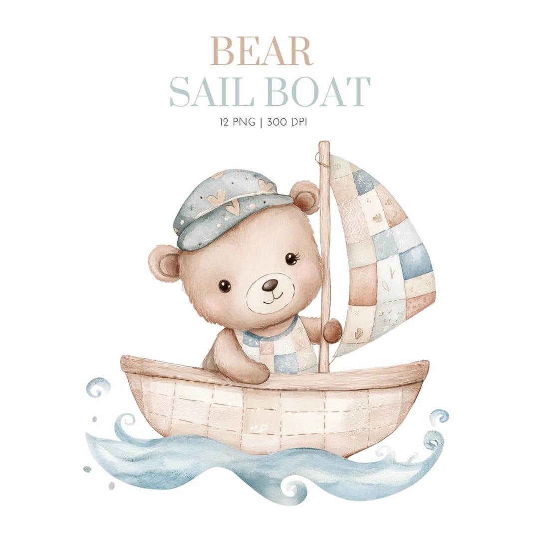 Cute Sailor Teddy Bear Clipart, Nautical Nursery | Under the Sea, Ocean ...