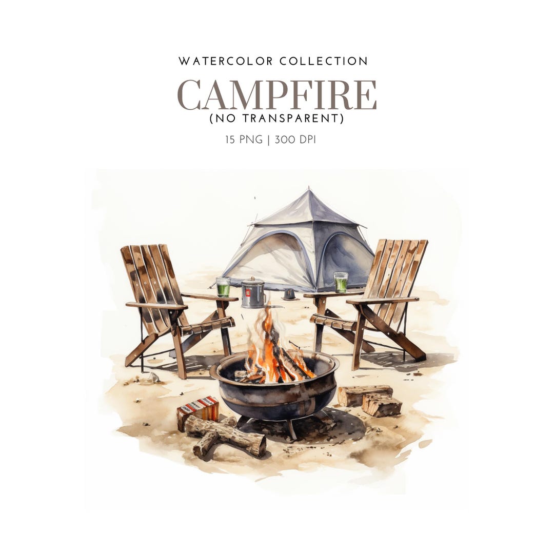 Watercolor Camping Clipart Png, Mountain Landscape Clipart, Campsite ...