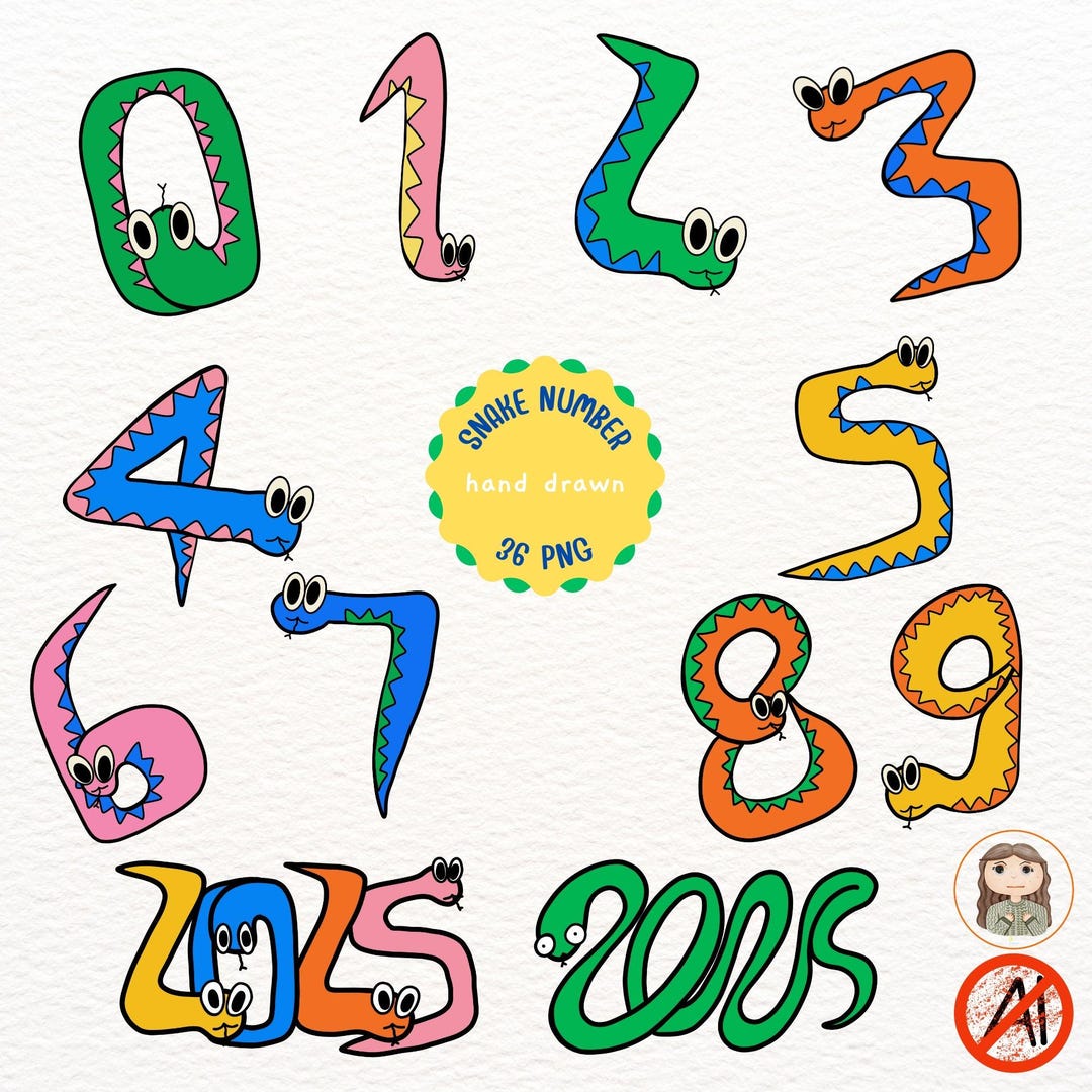 Snake Number Clipart L Number Crafters L Card Making L 36 PNG L Cute ...