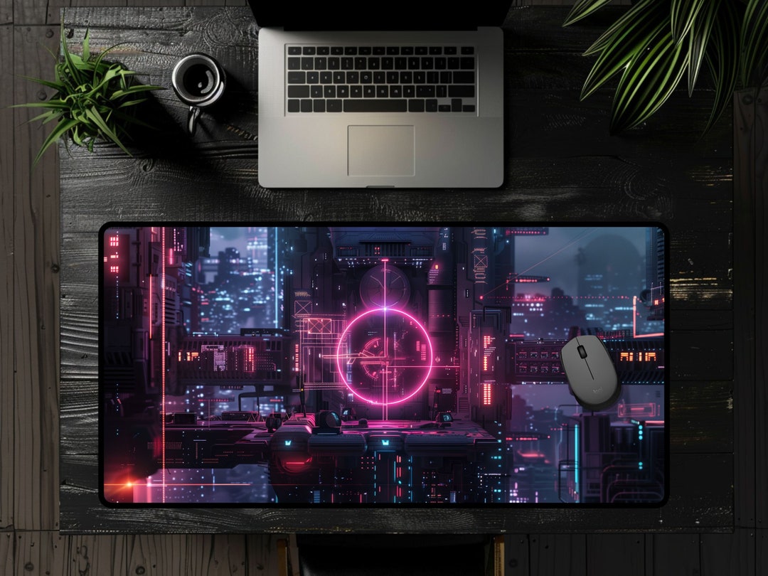 Cyberpunk Cityscape Desk Mat Mouse Pad Gaming Mousepad Gaming Desk Mat ...