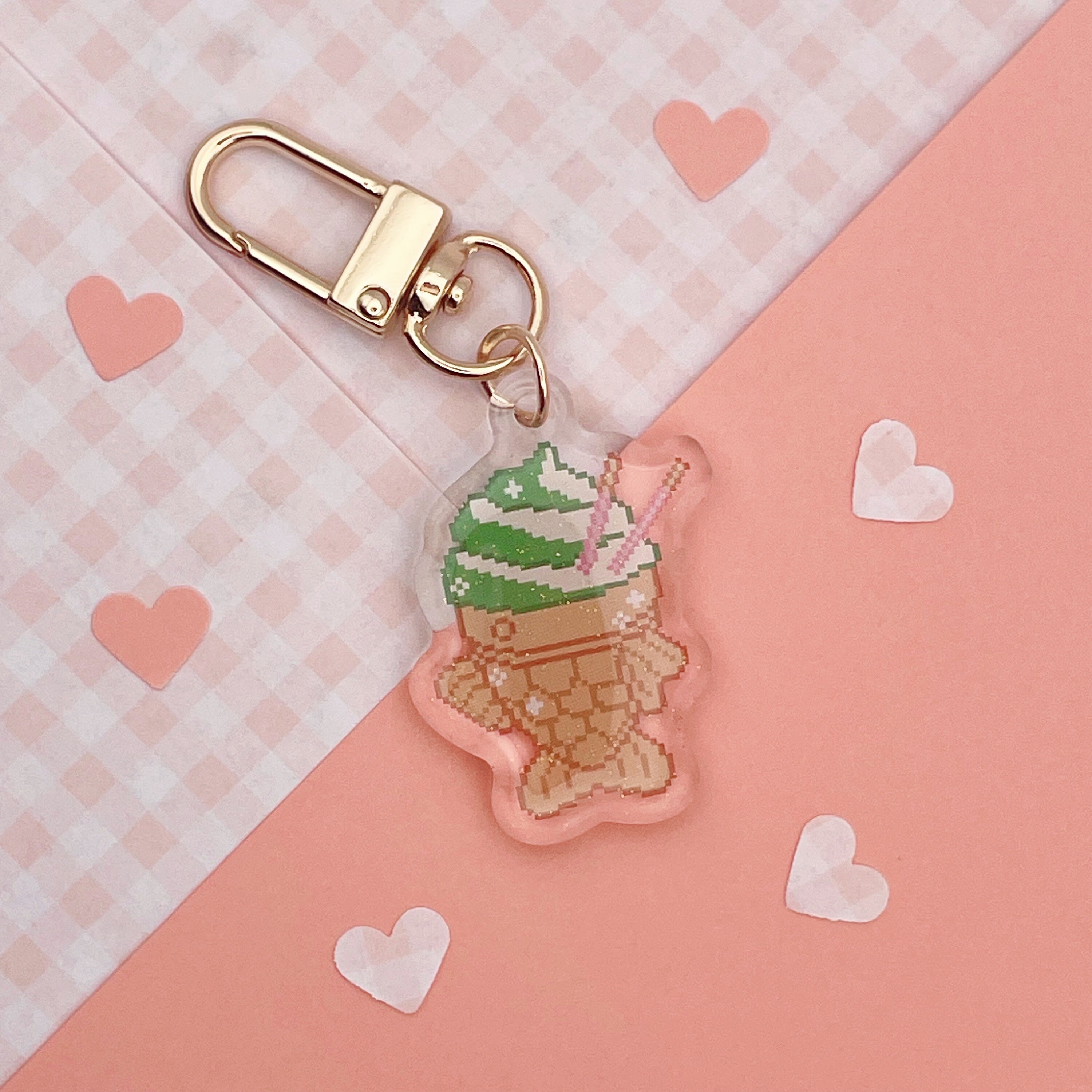 GATCHA Pixel Spring Treats 1.5 Inch Cute Pastel Glitter Epoxy Keychain ...