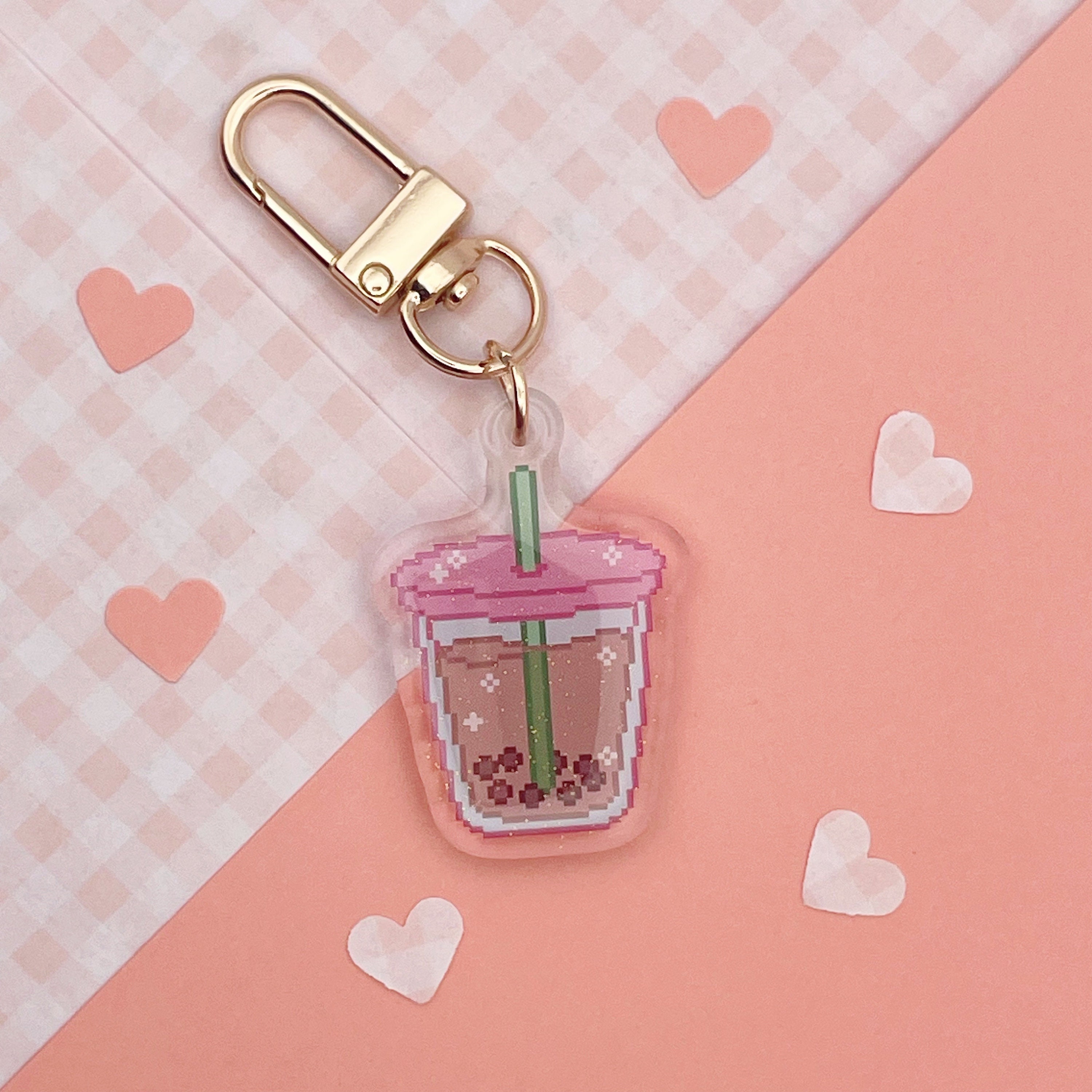 GATCHA Pixel Spring Treats 1.5 Inch Cute Pastel Glitter Epoxy Keychain ...