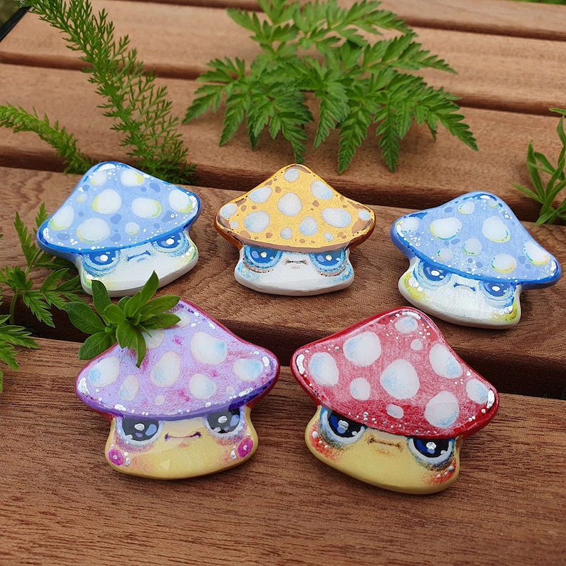 Mushroom Clay Pin / Handmade Cute Air Dry Clay Pins - Etsy