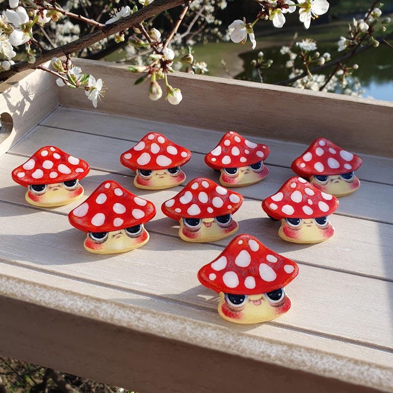 Mushroom Clay Pin / Handmade Cute Air Dry Clay Pins - Etsy